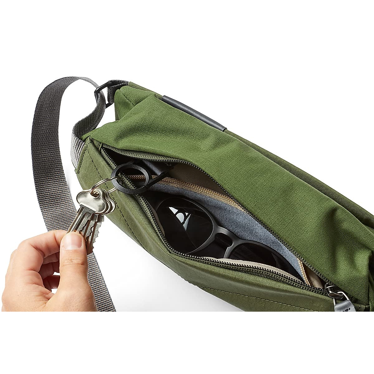 Bellroy Mini Sling Slim Shoulder Bag for Men and Women, Lightweight, Water Resistant, Multiple Organisation Compartments - Ranger Green