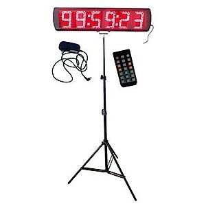 GOODRELIISH 5-inch High Character Large Red Color LED Race Timing Clock with Tripod for Semi-outdoor Countdown/up Timer Running Events IR Remote Control