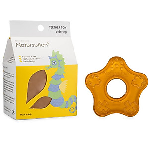 Natursutten Starfish Teether - Baby Teething Toys - Eco-Friendly Natural Rubber, PVC & 100% BPA-Free - Danish Design Baby Toys - Made in Italy Yellow