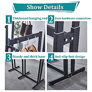 rcqeuiol Clothes Rack 6 Arms Clothing Retail Rack Floor Standing Metal Garment Rack with Wheels, Heavy Duty Retail Display Racks for Hanging Clothes, Adjustable Shirt Rack for Commercial Home, Black