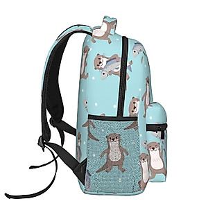 RIMENCH Backpack Friendly Rucksack Cool Laptop Backpack Big Capacity Book Bags Anti-Theft Cute Otter Fish Pattern Daypack