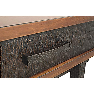 Signature Design by Ashley Stanah Rustic Rectangular End Table with 1 Drawer and Floor Shelf for Storage, Brown with Distressed Finish