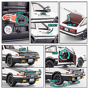 BDTCTK 1/24 AE86 Initial D Model Car Big Toy Car, Zinc Alloy Pull Back Toy Car with Sound and Light for Kids Boy Girl Gift (Black)