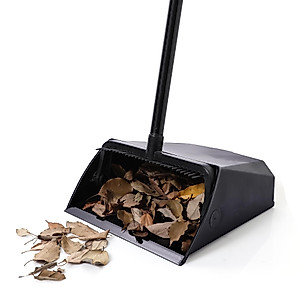 Eyliden Large Commercial Dustpan with Comb Teeth, Upright Heavy Duty Dust Pan for Restaurants Garages Courtyard Sidewalks Lobby Home Kitchen Room Office Classroom (1pc Dustpan)