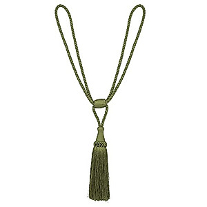MALANOV 2 Pack Curtain Tiebacks Handmade Elegant Curtain Tie Backs Holdbacks with Tassel, Polyester Curtain Tieback for Home Office Hotel Decor - Green
