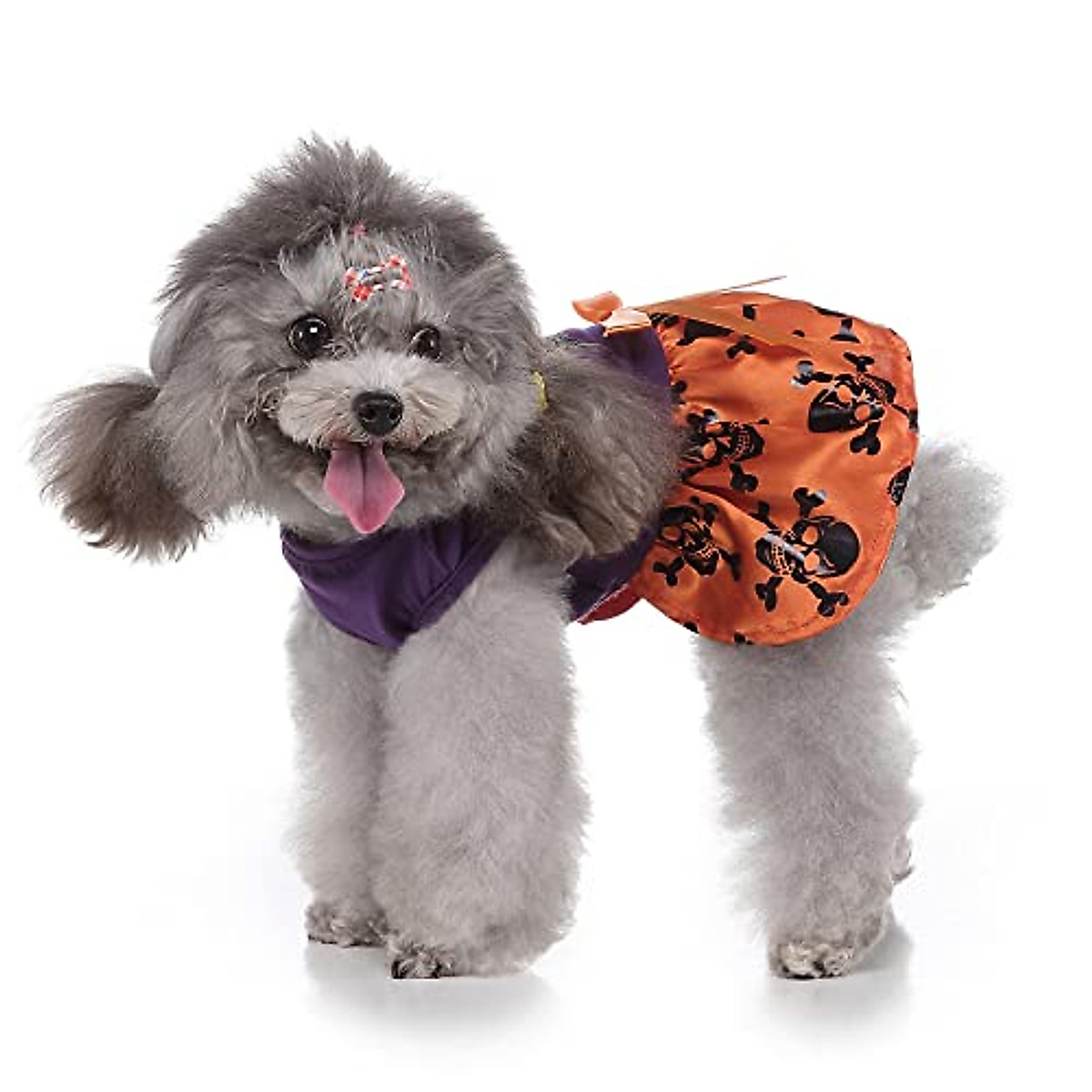 Yoption Halloween Dog Cat Costumes Witch Skeleton Dress, Pet Party Outfits Cosplay Hoodie Funny Puppy Cats Skirt (XL)