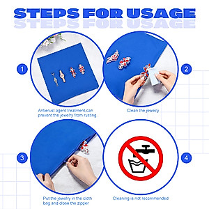 Sanwuta 8 Pcs Zippered Silver Storage Bags Anti Tarnish Bags Silver Pouches Silver Keeper Jewelry Storage Protector Bags (Navy Blue, 15 x 15 Inch)