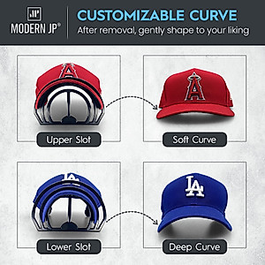 Modern JP Hat Brim Bender (4-Pack) - Perfect Hat Curving Band, Steaming Optional - Convenient Hat Shaper Design with Dual Option Hat Bill Bender Slots - U.S. Patent Pending, Black