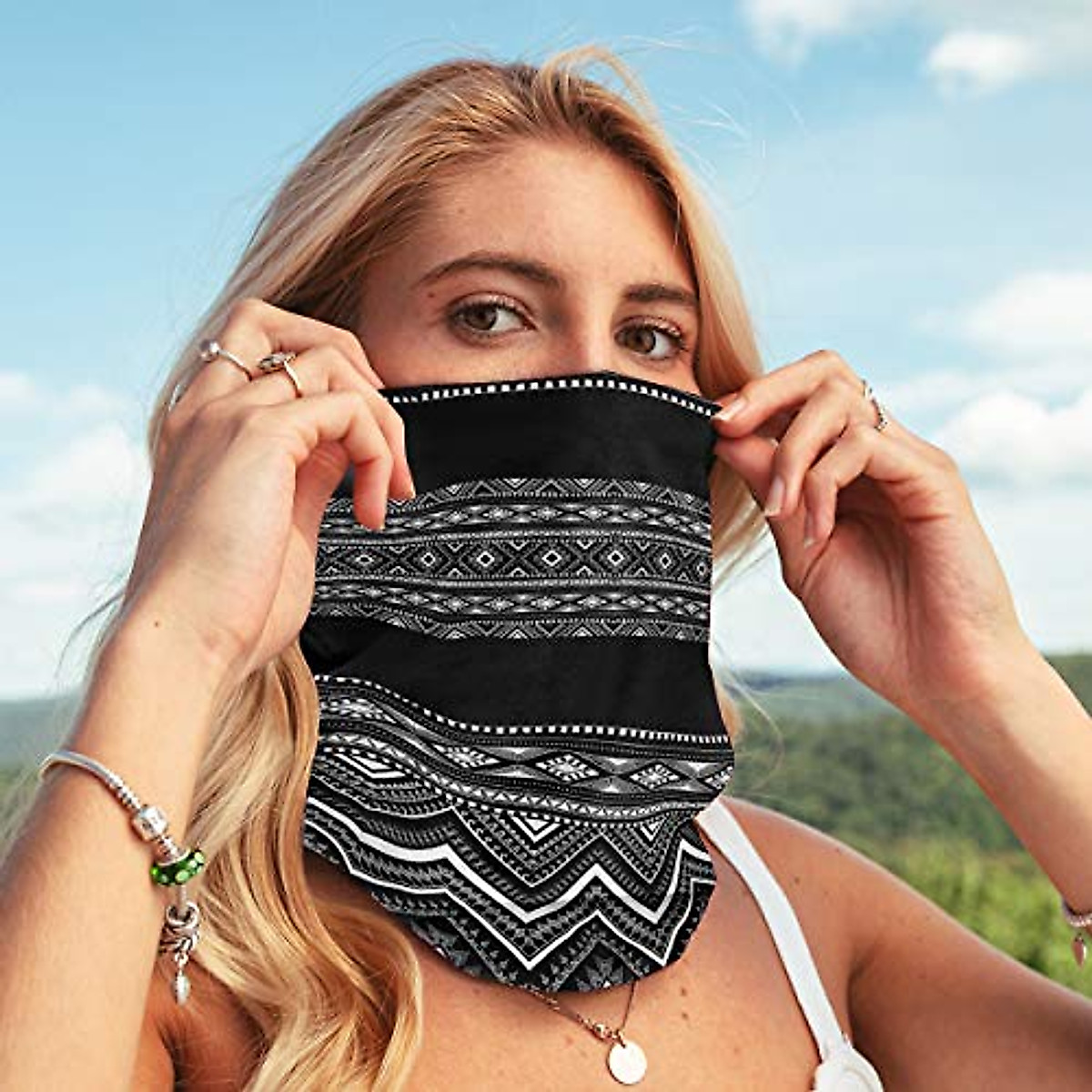 Yes We Vibe Neck Gaiter Face Mask + Bandana Headband + Buff (3 Pack) - Colorful & Vibrant Design - For Men and Women