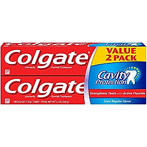 Colgate Cavity Protection With Active Fluoride Toothpaste, Value Pack, 6 Oz, 2 Ea, 6 Oz