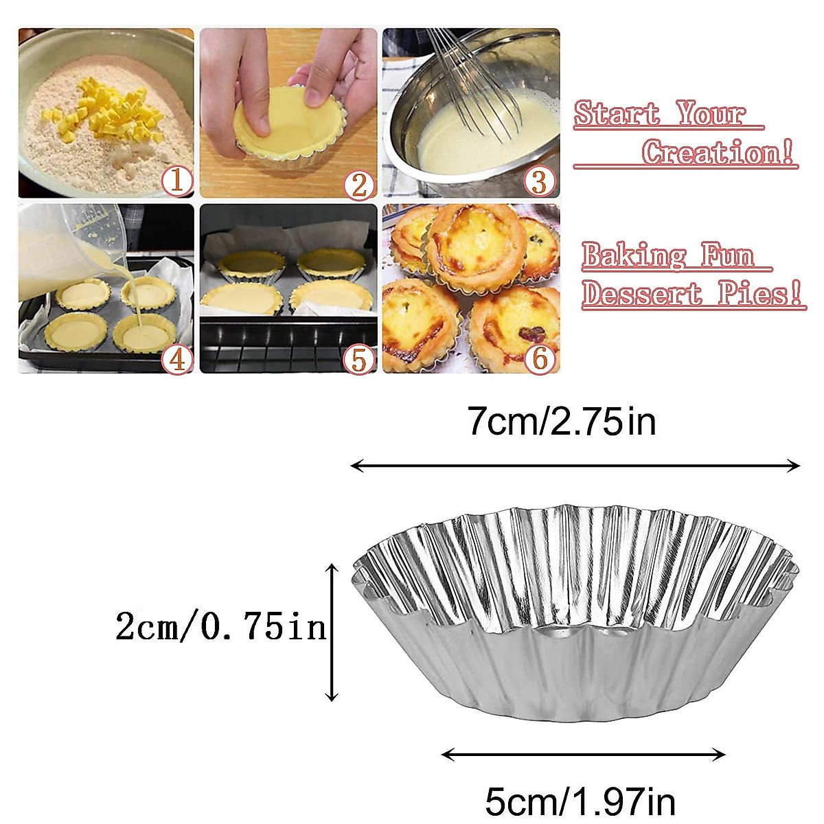 Xstronq Egg Tart Molds 32Pack Tart Pan 2.75inch, Mini Tart Tins Aluminium Mini Tart Pans for Baking (32Pack-2.75inch)