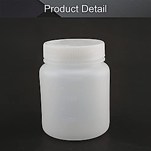 Othmro 5Pcs 300ml Plastic Bottles, Lab Cylindrical Chemical Reagent Bottle, Wide Mouth Laboratory Reagent Bottle, Sample Sealing Liquid Storage Container for Food Store White