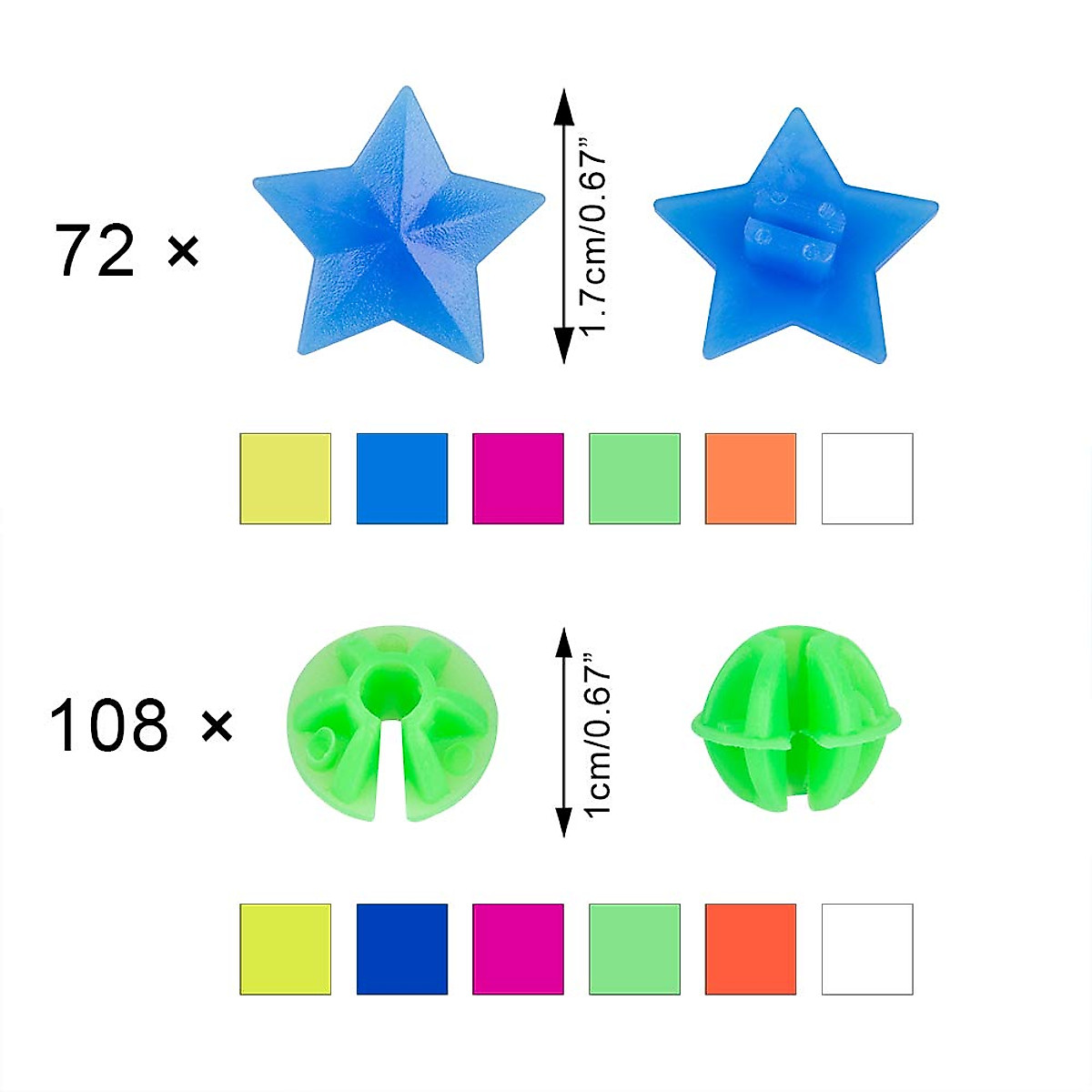 YuCool Bike Wheel spokes-180Pcs Colorful Star Bicycle Spokes,Bike Decorations Wheel Spokes Bead,Bike Accessoriess for Kids