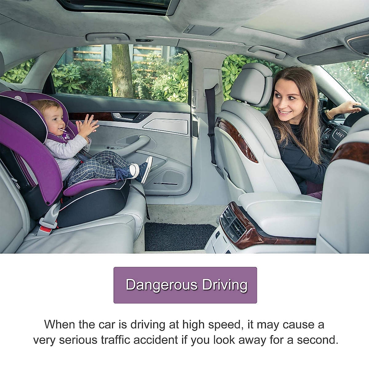 UYYE Baby Car Mirror, Adjustable Car Seat Mirror, Safety Car Seat Mirror for Rear Facing Infant,Shatterproof Baby Mirror for Car Interior Accessories-Black