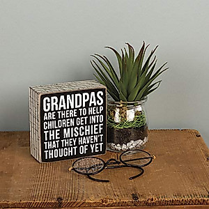 Primitives by Kathy 27218 Pinstripe Trimmed Box Sign, Grandpas, Wood, Small