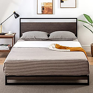 ZINUS Suzanne 37 Inch Bamboo and Metal Platform Bed Frame / Solid Steel Construction / No Box Spring Needed / Wood Slat Support / Easy Assembly, Grey Wash, Full