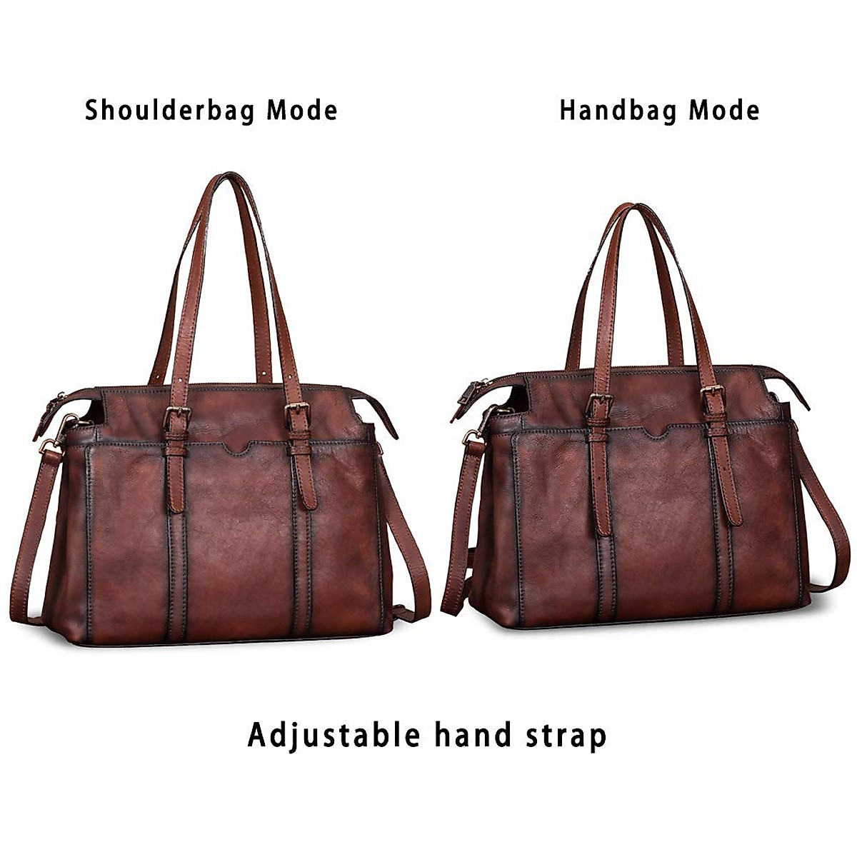 IVTG Genuine Leather Handbag for Women Vintage Handmade Top Handle Bag Crossbody Satchel (Coffee)