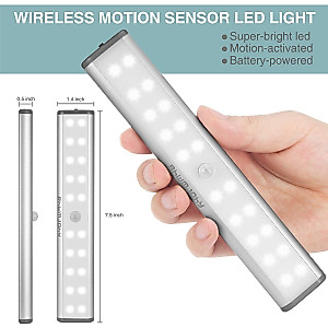 Led Cabinet Lights,Motion Activated 20-LED Wireless Motion Sensor Closet Lights,Rechargeable USB,Battery Powered,Safe,Portable, Magnetic,Easy to Install,for Closet/Cabinet/Wardrobe/Kitchen(2Pack)