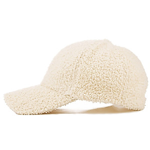 Faux-Lamb-Wool Baseball-Caps Warm-Winter Teddy-Fleece Hip-Hop Cap for Men Women Outdoor Travel Beige