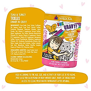 Weruva B.F.F. OMG - Best Feline Friend Oh My Gravy!, Tuna & Turkey Tickles with Tuna & Turkey in Gravy Cat Food, 3oz Pouch (Pack of 12)