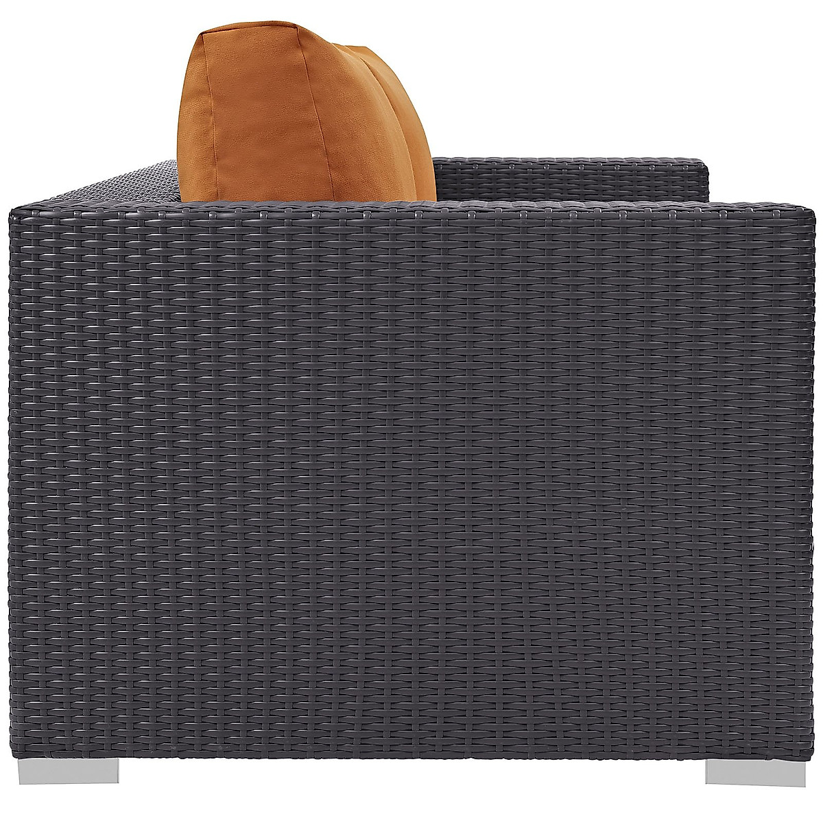 Modway Convene Wicker Rattan Outdoor Patio Loveseat with Cushions in Espresso Orange