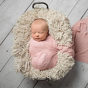 Baby Photography Props Fur Quilt Photographic Mat Newborn Photography Wraps Blanket Kids Newborn Wrap Soft Shaggy Cozy, Area Fur Quilt Studio Backdrop Photographic Mat(Beige)