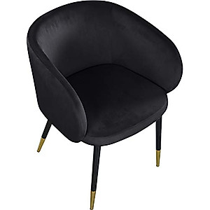 Meridian Furniture Louise Collection Modern | Contemporary Velvet Upholstered Dining Chair with Gold Tipped, Black Metal Legs, 24" W x 23.5" D x 30" H