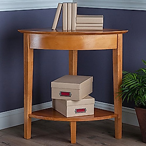 Winsome Wood Corner Desk with Shelf, Honey, 20 inches