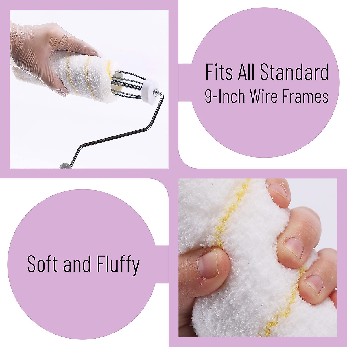 Bates- Paint Roller Covers, 9" Roller Covers, Pack of 5, Covers for Paint Rollers, Naps for Paint Roller Brush, Roller Naps, House Painting Supplies, Nap for Roller Frame, Covers for Paint Roller Kit