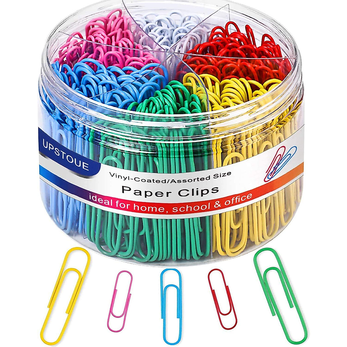 Vinaco Paper Clips Colorful, 400PCS Medium and Jumbo（1.3 inch & 2 inch）Paper Clips, Durable and Rustproof, Coated Large Paper Clips Great for Office School Document Organizing (Multicolored)