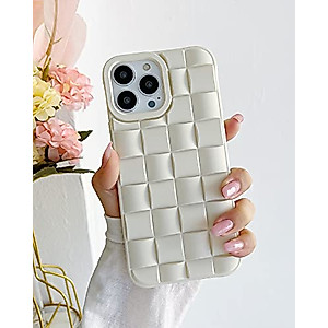 Ginkgonut Compatible with iPhone 13 Pro Case for Women/Girls, Cute 3D Laid Desgin Soft Silicone Shockproof Raised Bumper Corners Case for iPhone 13 Pro（White）