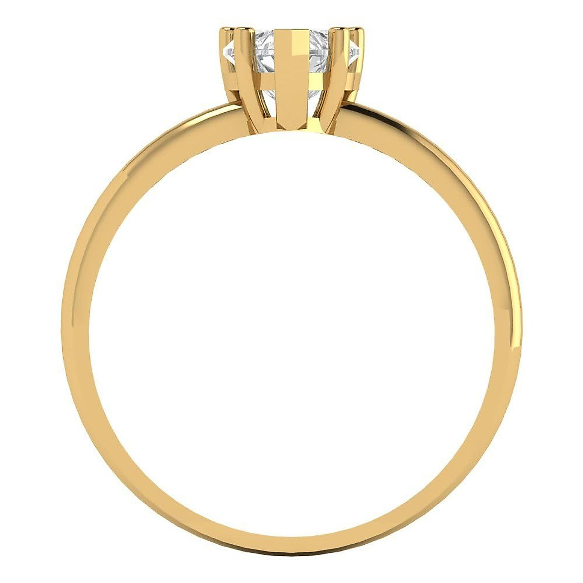 Yellow 14k Gold Solitaire Statement anniversary Engagement Promise Ring - 1.25 Ct Heart Cut Clear Simulated Diamond Sz 6.5