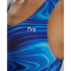 TYR Women's Standard Durafast Elite Maxfit Swimsuit, Blue Vitality, 36