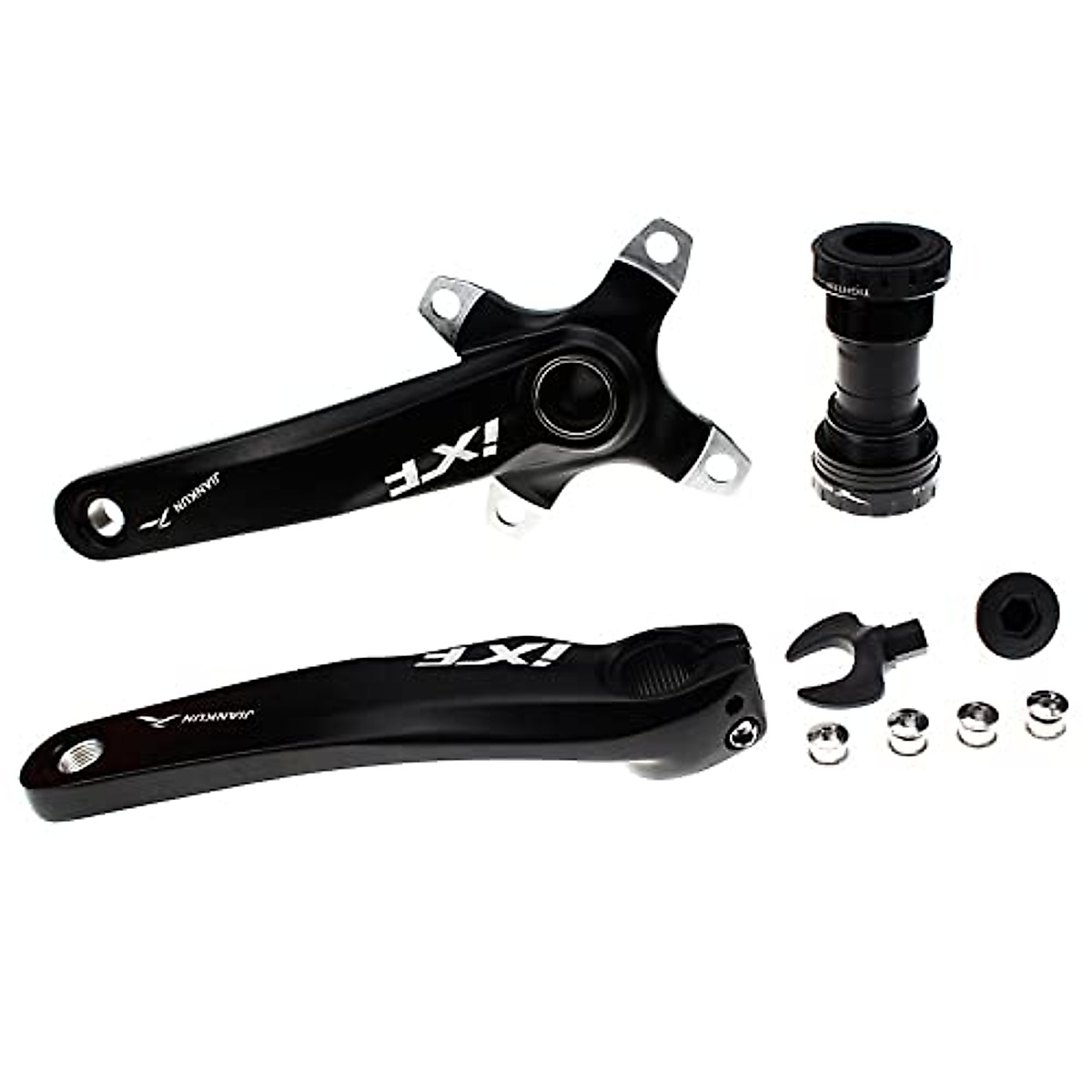 Bike Crank Arm Set Mountain Bike Crank Arm Set 170mm 104 BCD with Bottom Bracket Kit, Single Chainring and Chainring Bolts for MTB BMX Road Bicyle, Compatible with Shimano, FSA, Gaint (Black, 34T)