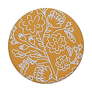 Orange Flower Pattern PopSockets Swappable PopGrip