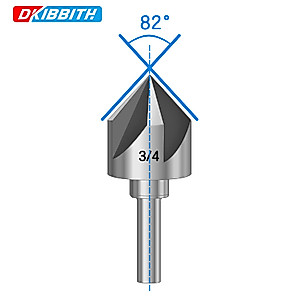 Countersink Drill Bit Set, 5 Pieces 1/4” 3/8” 1/2” 5/8” 3/4” High Speed Steel 1/4” (6mm) Round Shank, 82 Degrees Counter Angle, 5 Flute Mill Cutter Bit Countersink Set, Silver