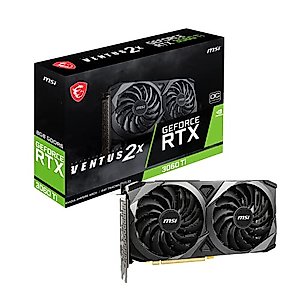 Gigabyte MSI Gaming GeForce RTX 3060 Ti LHR 8GB GDRR6, 256-Bit, HDMI/DP, Nvlink, Torx Fan 3, Ampere Architecture OC Graphics Card (RTX 3060 Ti Ventus 2X 8G OCV1 LHR)