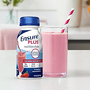 Ensure Plus Strawberry Nutrition Shake, Meal Replacement Shake, 6 Pack