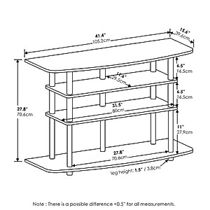 Furinno Frans Turn-N-Tube TV Stand for TV Size up to 43 Inch, 4-Tier, Black Oak