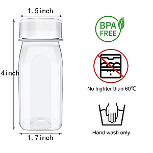 XYSMZM 8 Pcs 4 Oz Juice Bottles Plastic Ginger Shot Bottles, Leak Proof, Beverage Containers for Juice, Smoothie, Milk, White Lid