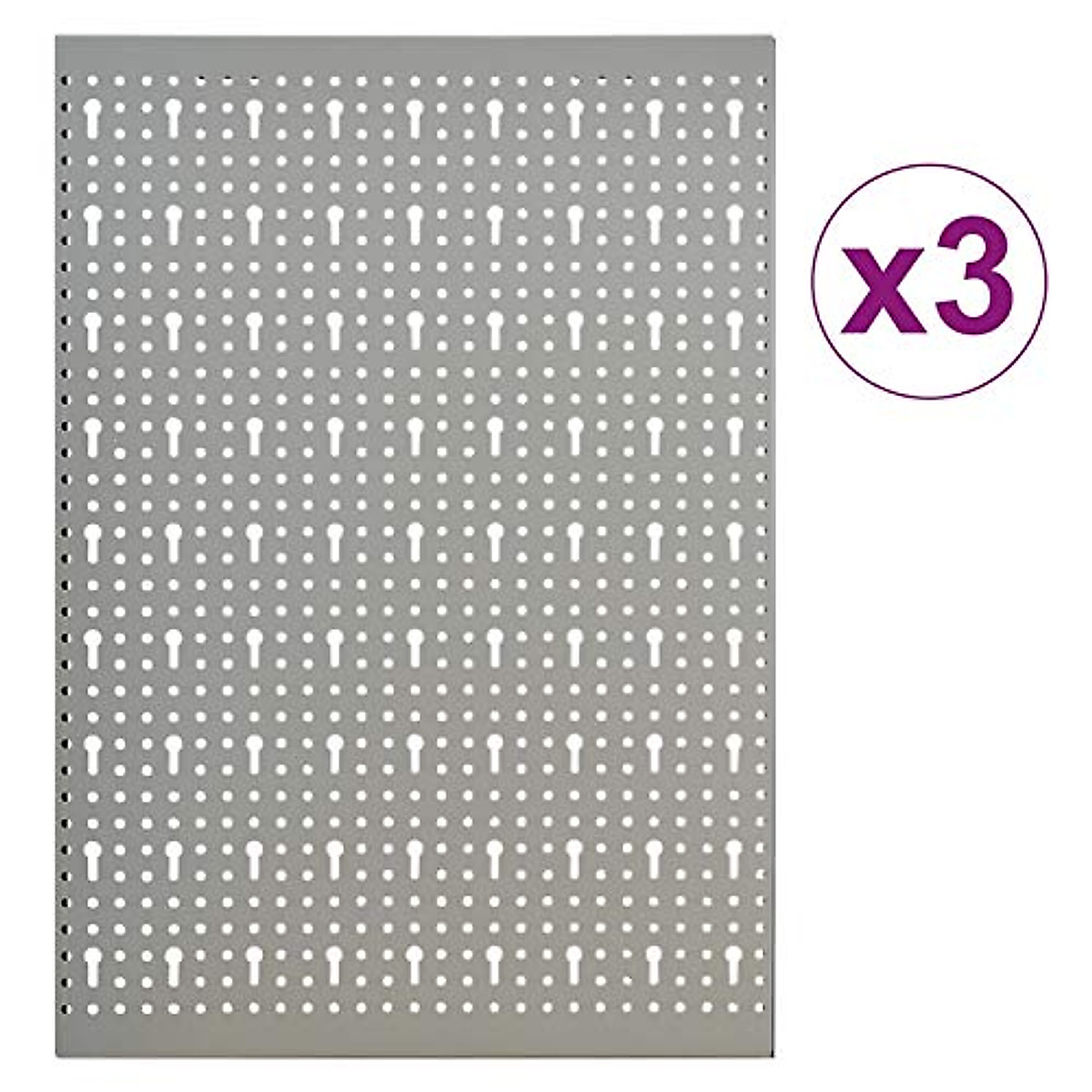 Tidyard 3 Piece Wall-Mounted Peg Boards, Steel Wall Panels with Holes, Metal Tool Pegboards Storage Organizer Gray for Garage, Workbench, Workshop 47.2 x 22.8 x 0.4 Inches (L x W x T)