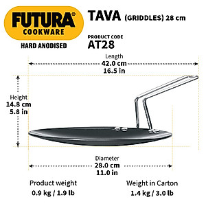 Hawkins-Futura Hard Anodized Concave Griddle Tava, 11-Inch Diameter