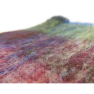 Genuine Irish Angora Mohair & Wool Throw Blanket Imported from Ireland, 72"x54" Inches, Traditional Celtic Style, Super Soft Feel & Warmth, Plaid Multicolor