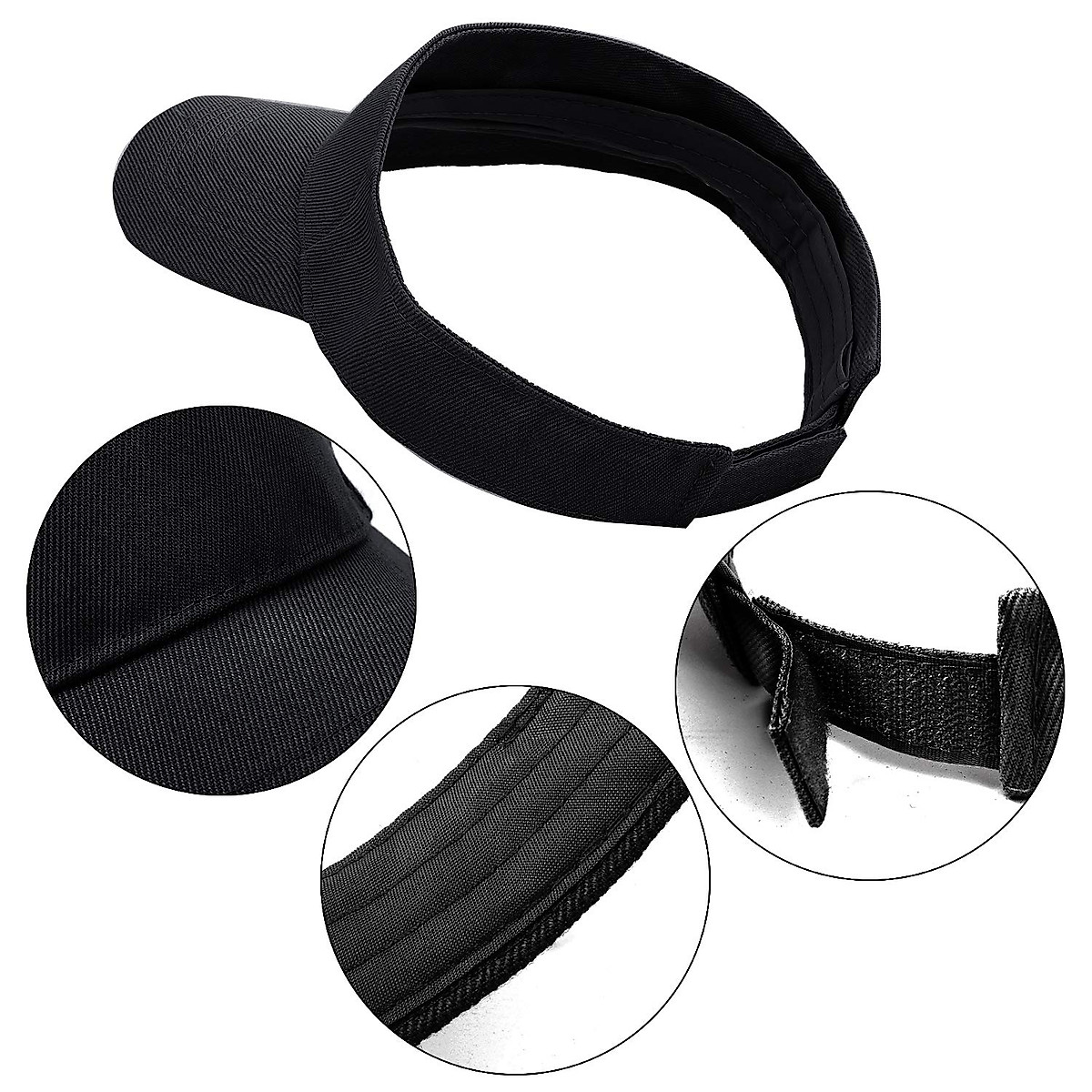 Cooraby Sports Sun Visor Hats Adjustable Sun Visor Caps for Women and Men Black, White