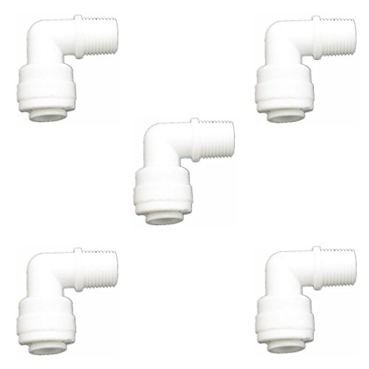 1/8-Inch Male Thread to 1/4-Inch Tube Elbow Quick Connect Fitting for Reverse Osmosis Water Valve Filter Pack of 5