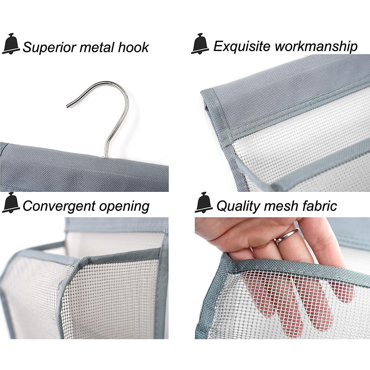 ALYER Hanging Mesh Shower Caddy Organizer Bathroom Storage Bag with Hooks for College Dorm, Gym, Swimming,RV and Travel,White