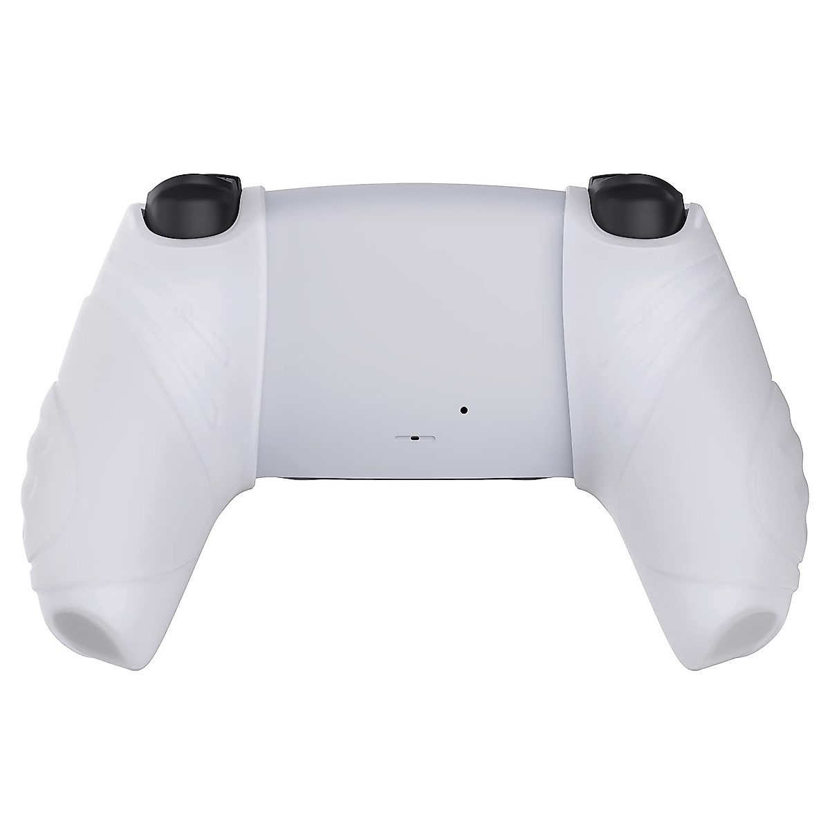 PlayVital Guardian Edition Ergonomic Soft Controller Silicone Case Grips for ps5 Compatible with Charging Station Rubber Protector Skins with Thumbstick Caps for ps5 Controller - Clear White