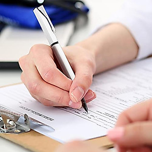 WELLDO Ballpoint Pen Black Square Gel Pens Metal Barrel with Anti-skid Clip, Fine Point 0.5mm EDC Pocket Pen for Office School Writing Studying