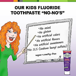 The Natural Dentist Kids Cavity Zapper Fluoride Gel Toothpaste, Fight Cavities, Strengthen Enamel, Promote Oral Health, No SLS, No Harsh Chemicals, All-Natural Ingredients, Grape Flavor, 5oz Tube