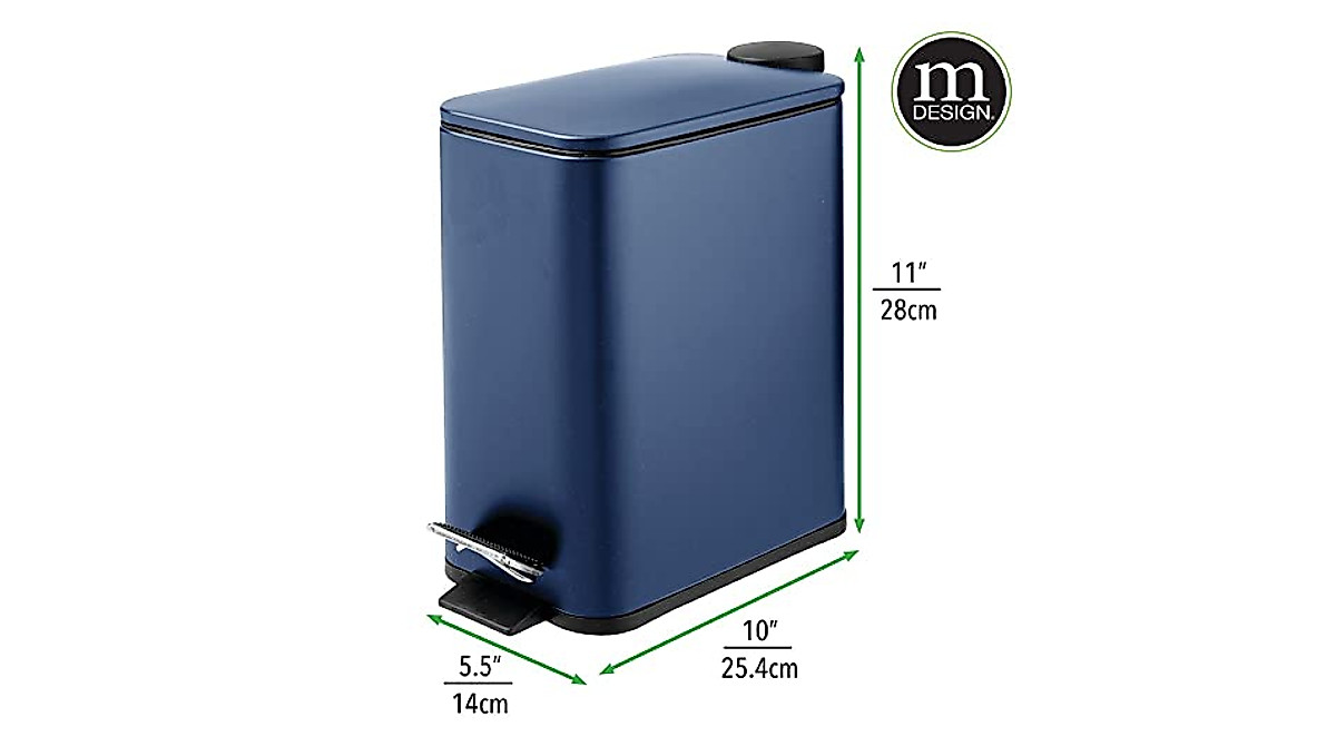 mDesign Slim Metal Trash Can - Stylish & Compact Design
